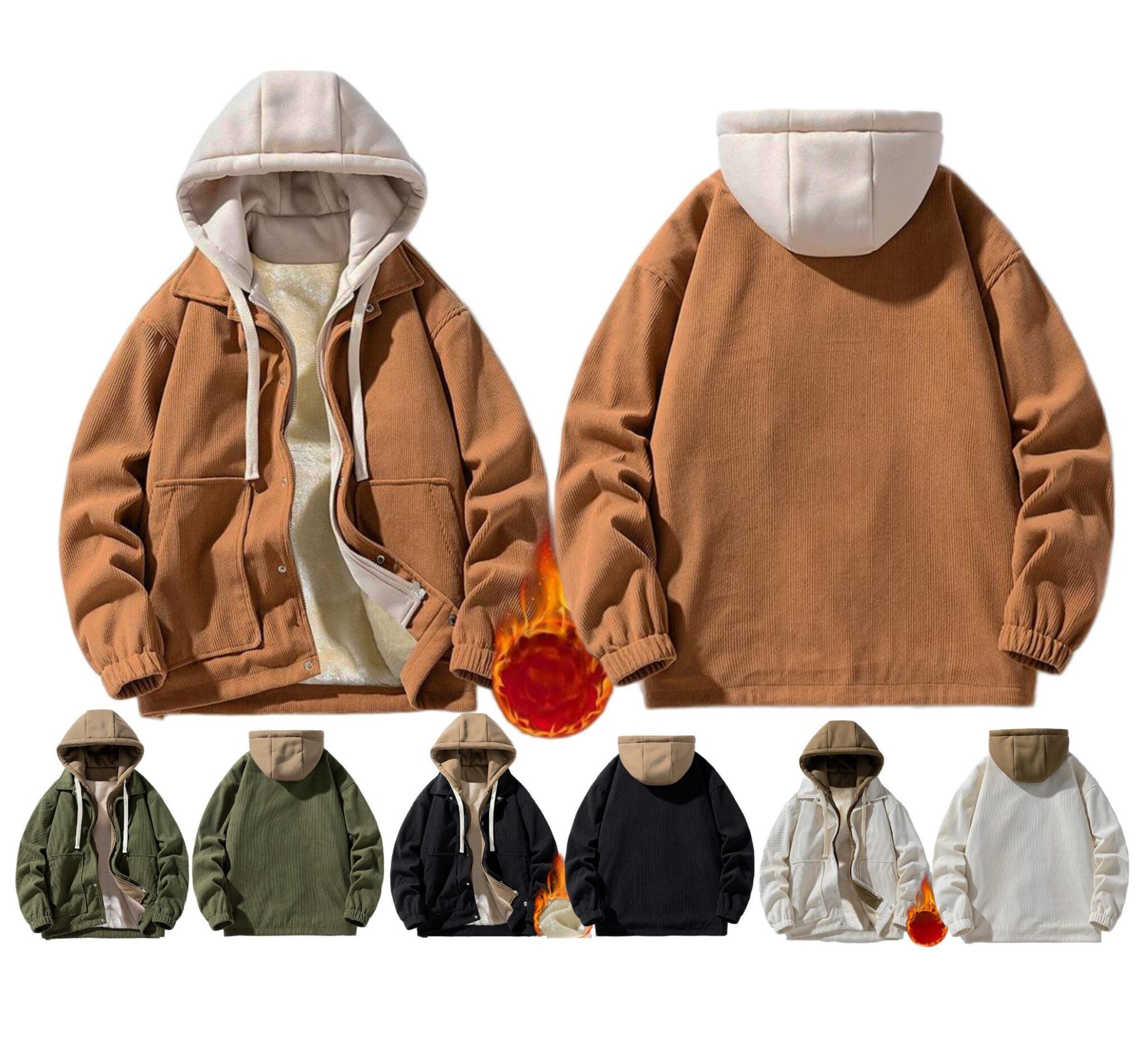 Corduroy baseball jacket/hoodie, turn-down collar – zyphonproduct.com